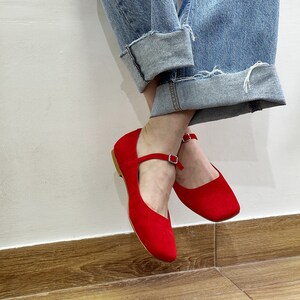 Red Shoes, Mary Jane Flat Shoes Women, Women Dress Shoes, Mod Shoes ...