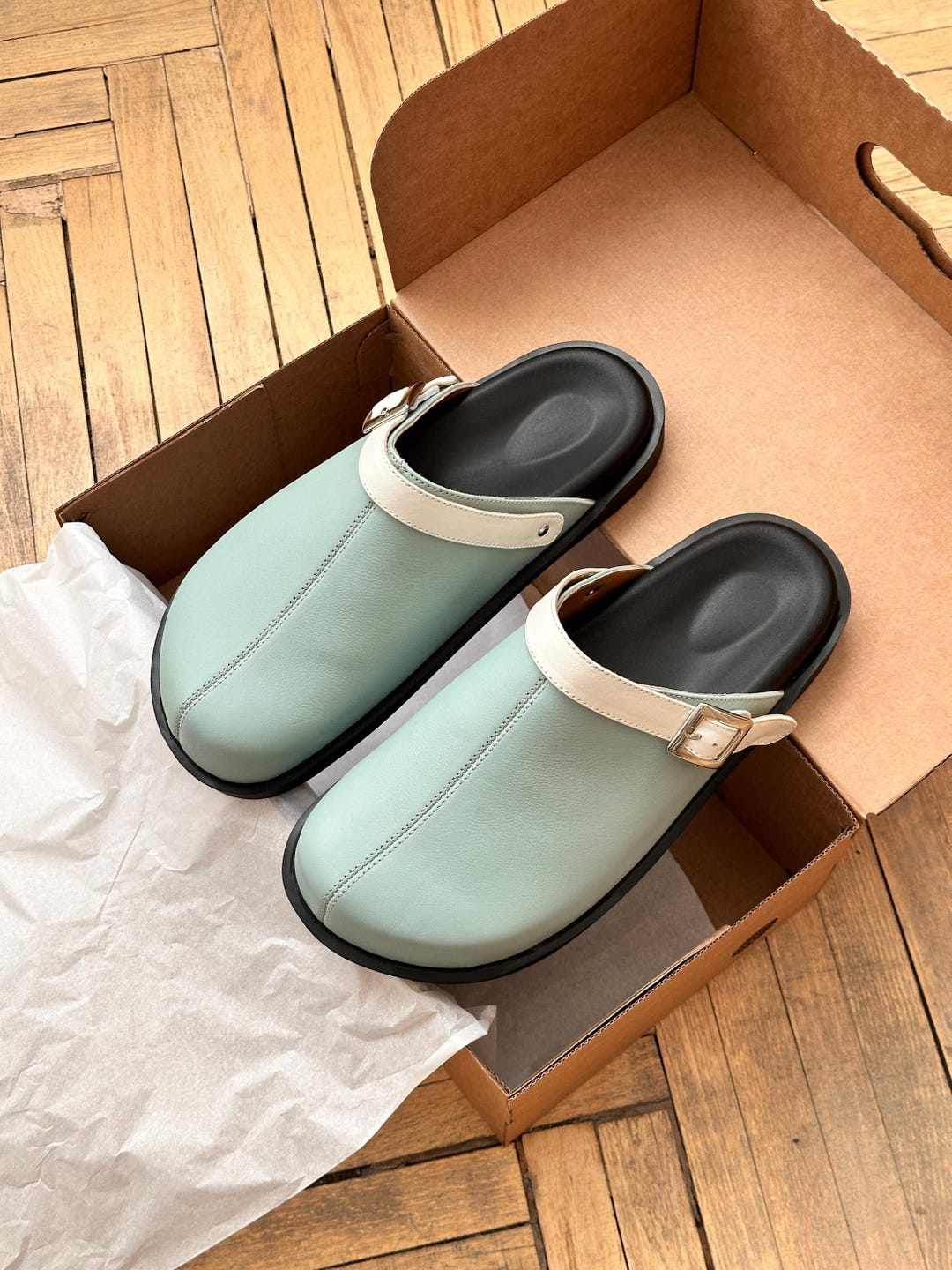 Navy Blue Custom Clogs Women, Barefoot Slip Ons, Leather Clogs Indoors ...