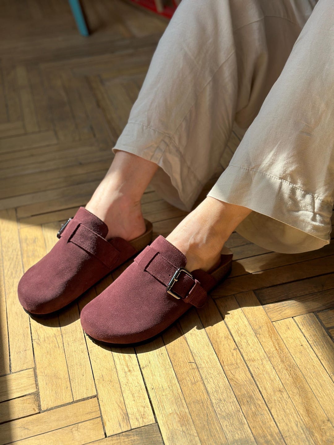 Barefoot Wide Toe Slide in Leather Shoes, Summer Slip on Shoes ...