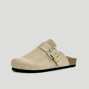 Custom Beige Suede Leather Clogs Women, Barefoot Closed Toe Clogs ...