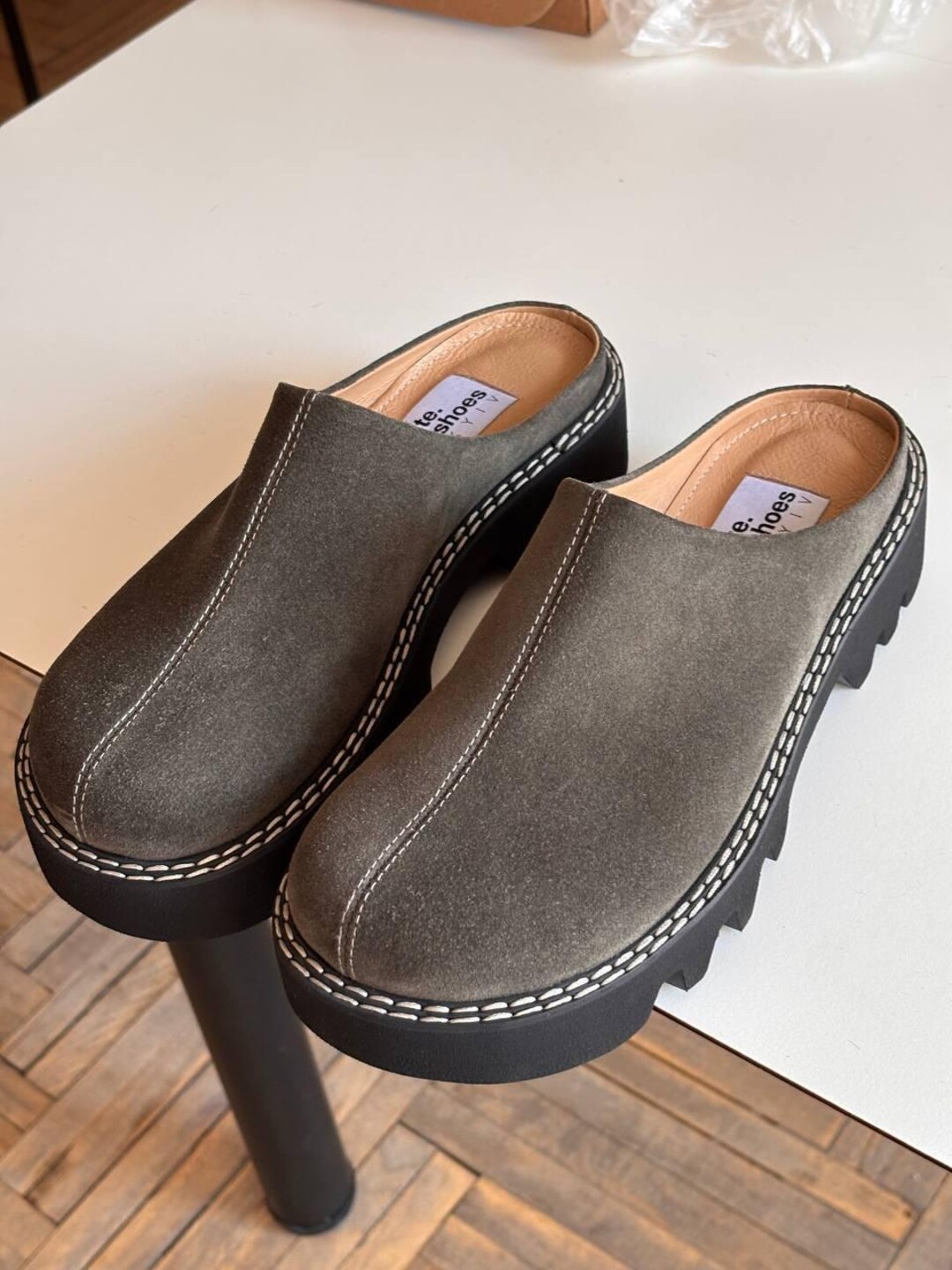 Suede Leather Platform Wide Toe Clogs Women - Clogs & Mules - Closed ...