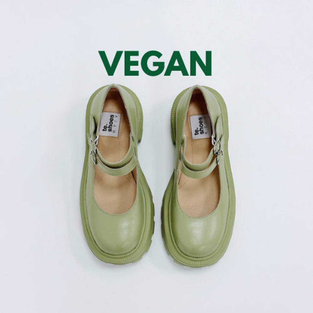 Green Vegan Barefoot Shoes Women, Ecofriendly Custom Platform Dress ...