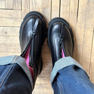 Black Leather Ankle Boots for Women, Autumn/winter Platform Boots With ...