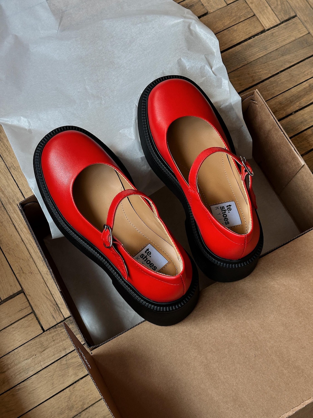 Red Mary Jane Shoes, Handmade Mary Jane Shoe, Handcrafted Leather Shoes ...