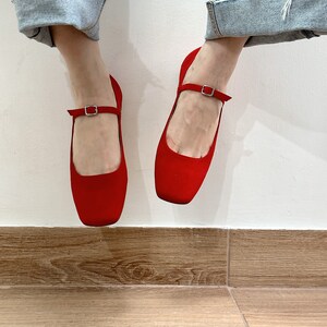 Red Shoes, Mary Jane Flat Shoes Women, Women Dress Shoes, Mod Shoes ...