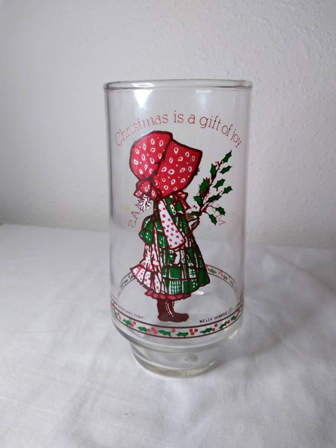 Vintage Holly Hobbie Collectors Glass Merry Christmas Etsy