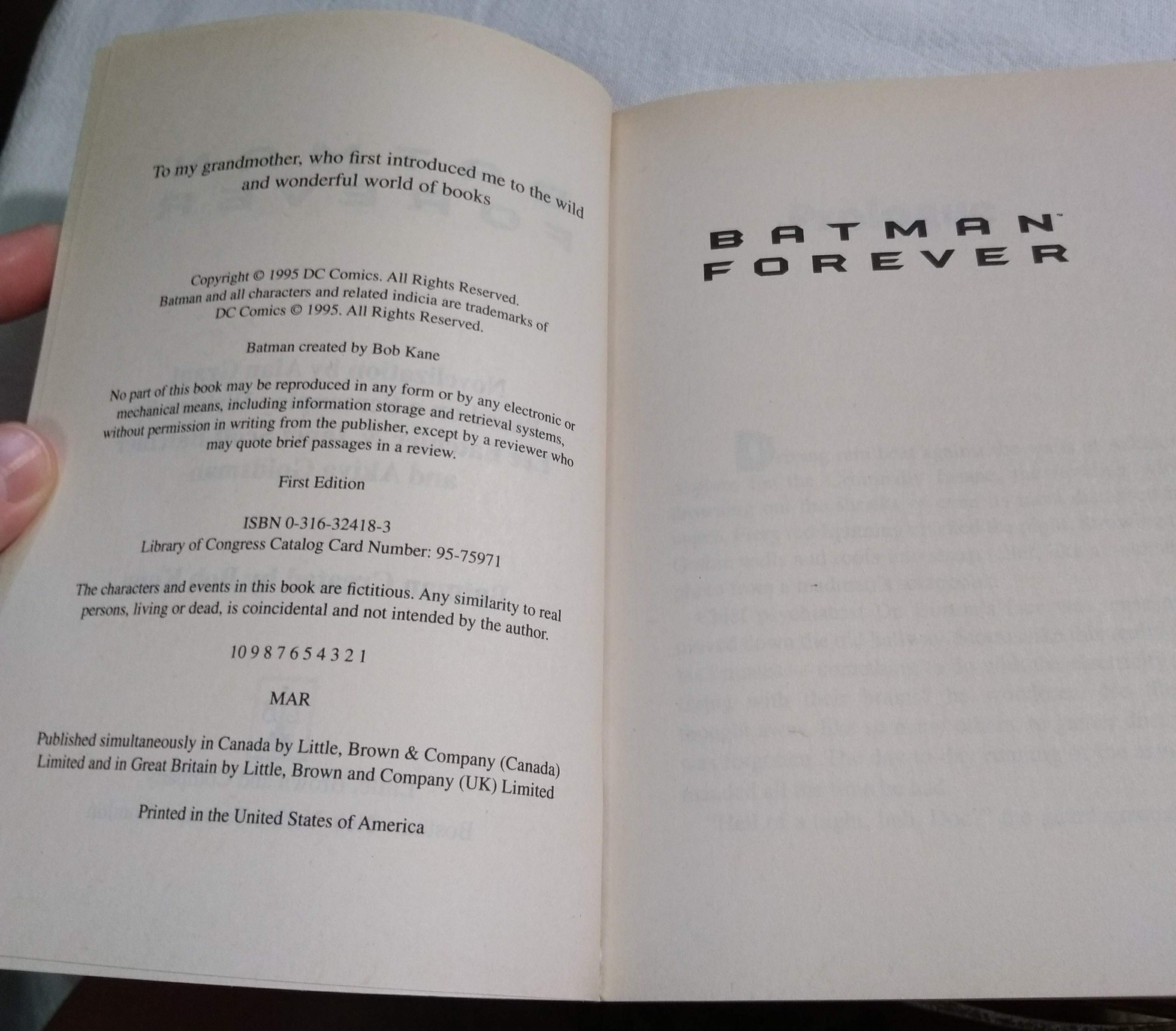 Vintage Book, Batman Forever, Novelization by Alan Grant, Screenplay by ...