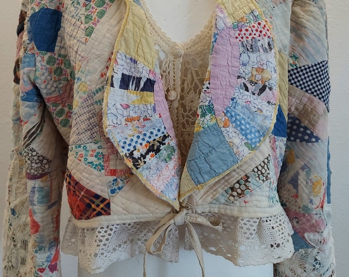 Handmade Antique Quilt Jacket, Cropped Style, Fits Multiple Sizes - Etsy