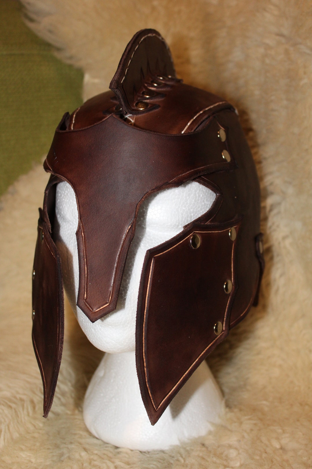 Leather Fantasy Helmet Based on Greek Design - Etsy