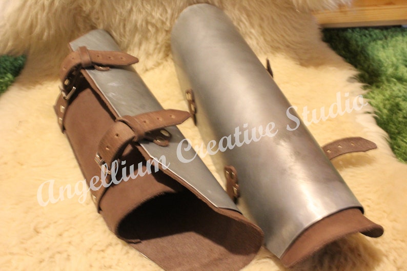 Metal Shin Guard With Leather Underlay Geralts Bear Armor Set - Etsy