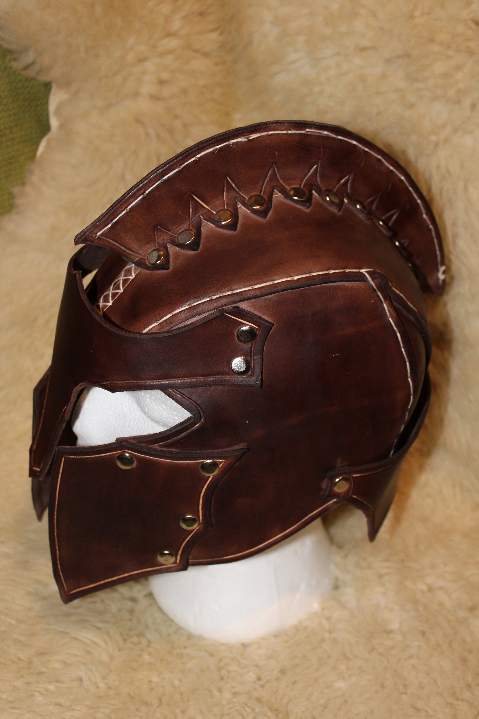 Leather Fantasy Helmet Based on Greek Design - Etsy