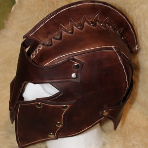 Leather Fantasy Helmet Based on Greek Design - Etsy
