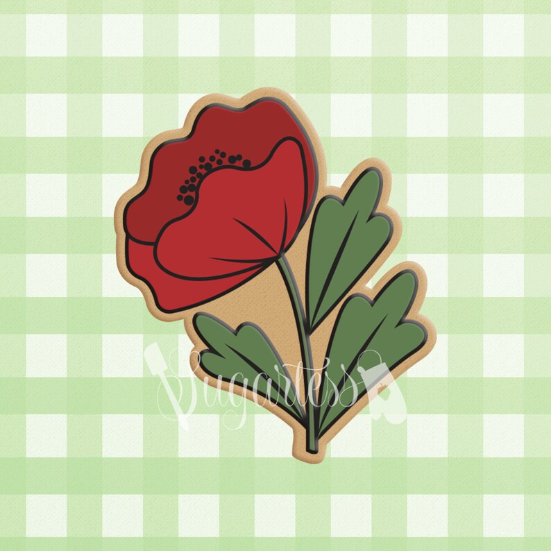 Poppy Flower With Leaves 1 Cookie Cutter - Etsy