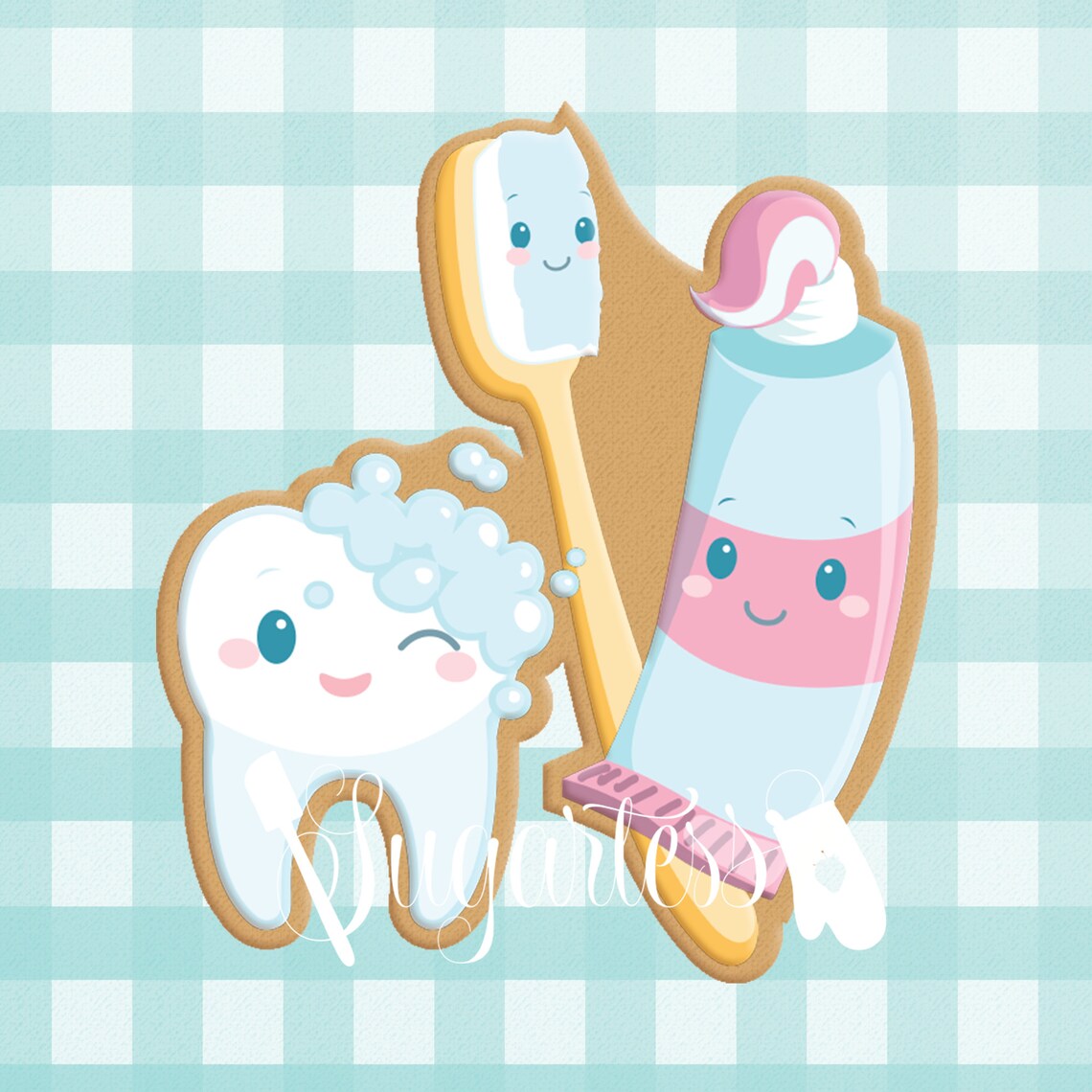 Kawaii Tooth Toothpaste and Toothbrush Cookie Cutter | Etsy