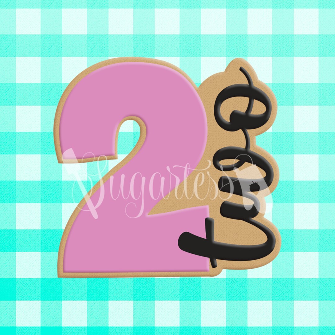 Vertical Script Two Lettered Number Cookie Cutter and Cookie Stencil ...