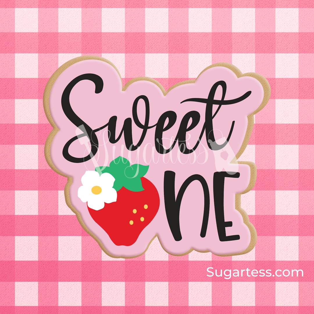 Sweet One Strawberry Baby Word Plaque Cookie Cutter and Stencil Options ...