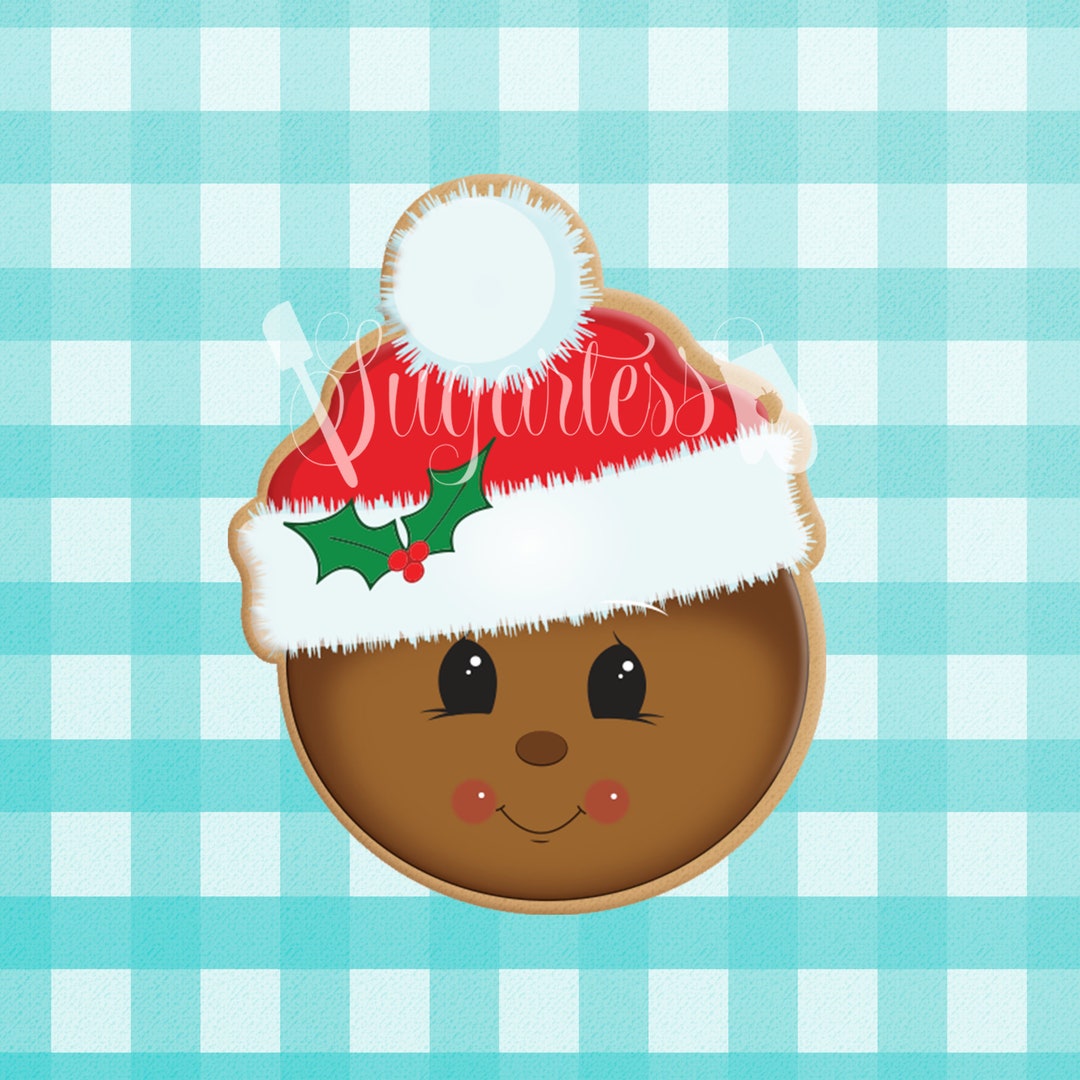 Gingerbread Man's Head With Winter Hat Christmas Cookie - Etsy