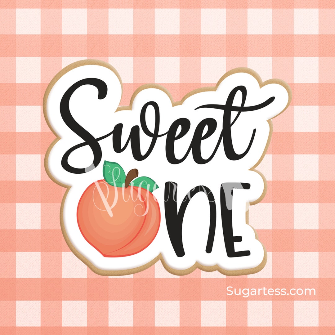 Sweet One Peach Baby Word Plaque Cookie Cutter and Stencil Options Sold ...