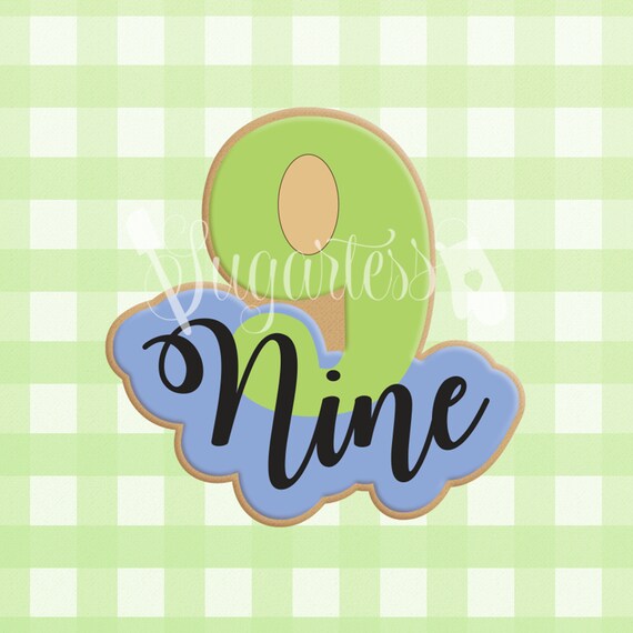 Cursive Swash Nine Lettered Number Cookie Cutter 2-in-1 Stamp | Etsy