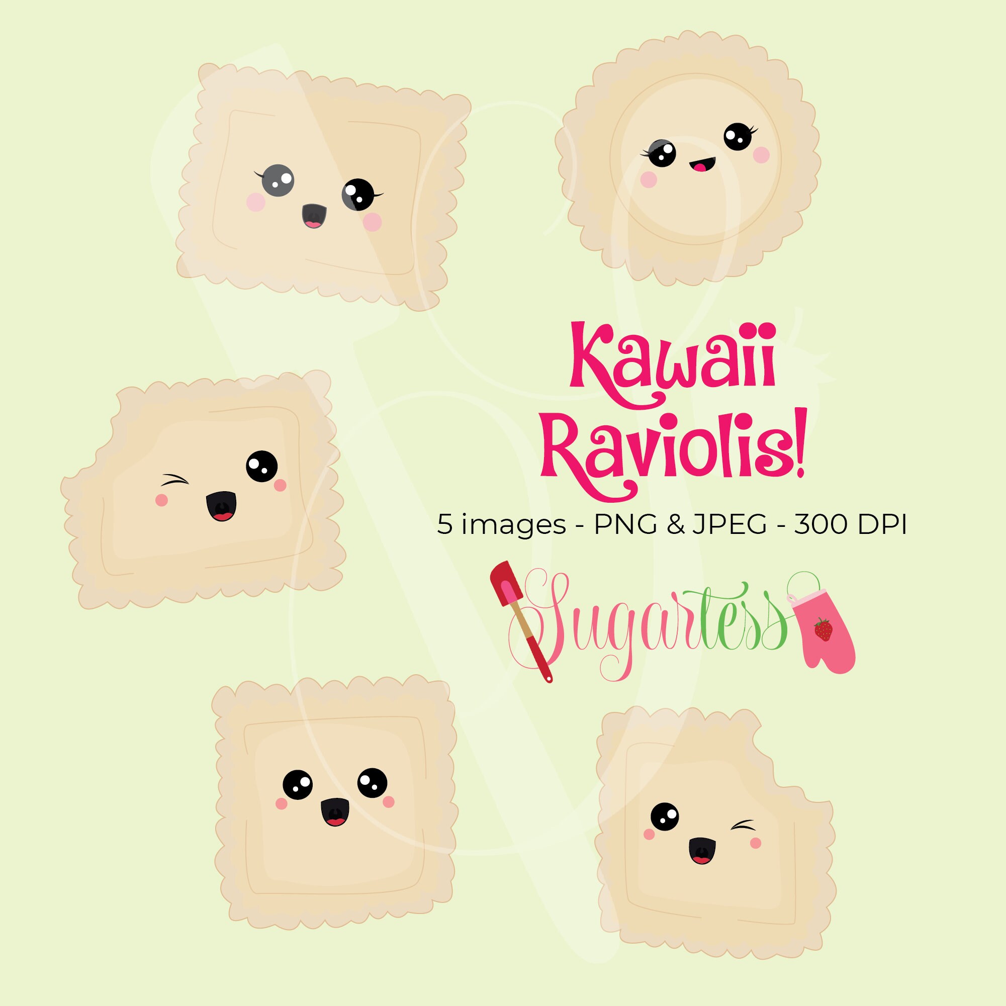 Kawaii Cute Raviolis Clipart Set Cute Ravioli Pasta Download - Etsy UK