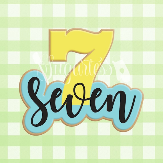 Cursive Seven Lettered Number Cookie Cutter 2-in-1 Stamp | Etsy