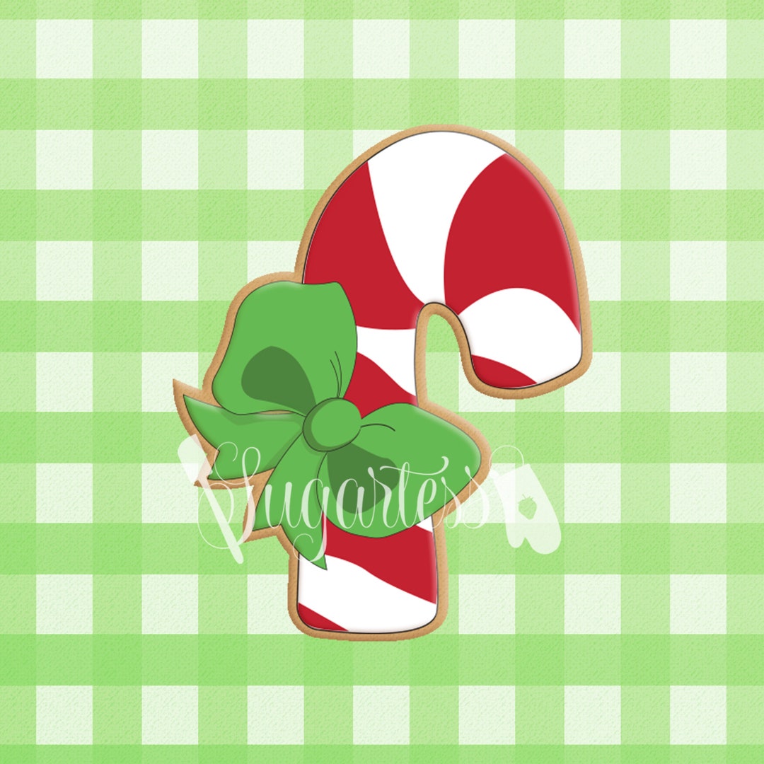 Chubby Candy Cane With Bow Cookie Cutter - Etsy