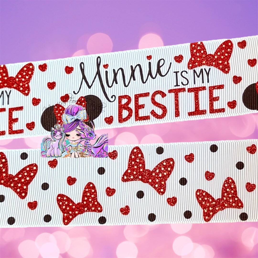 1.5” M My Bestie Bow HT SS Glittery Hearts and Bow Grosgrain Ribbon | U ...