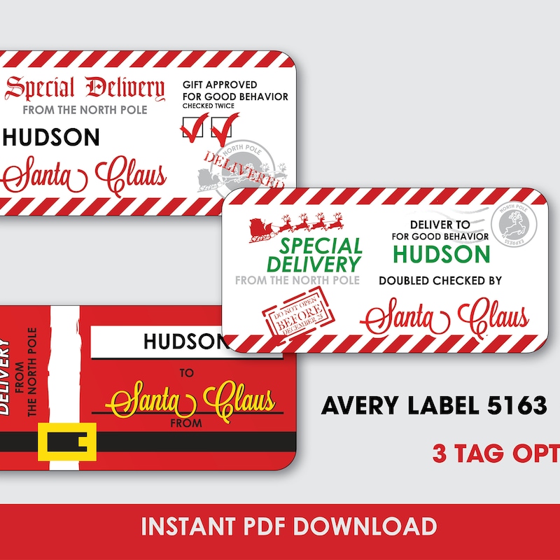 Santa Labels - Etsy