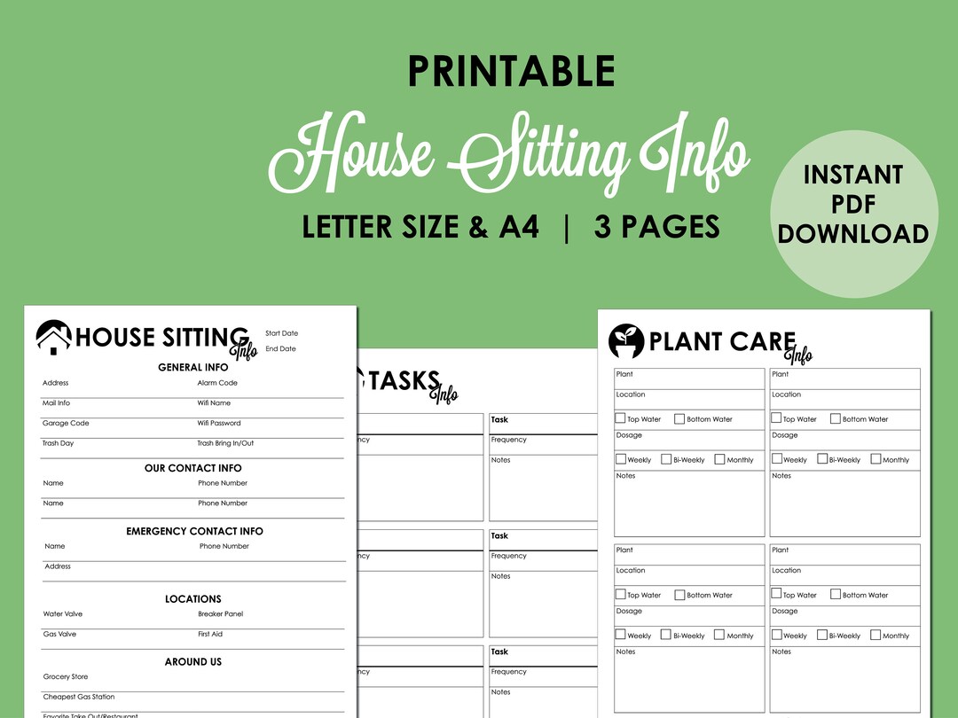 House Sitter Guide | Editable PDF | Plant Care Instructions ...