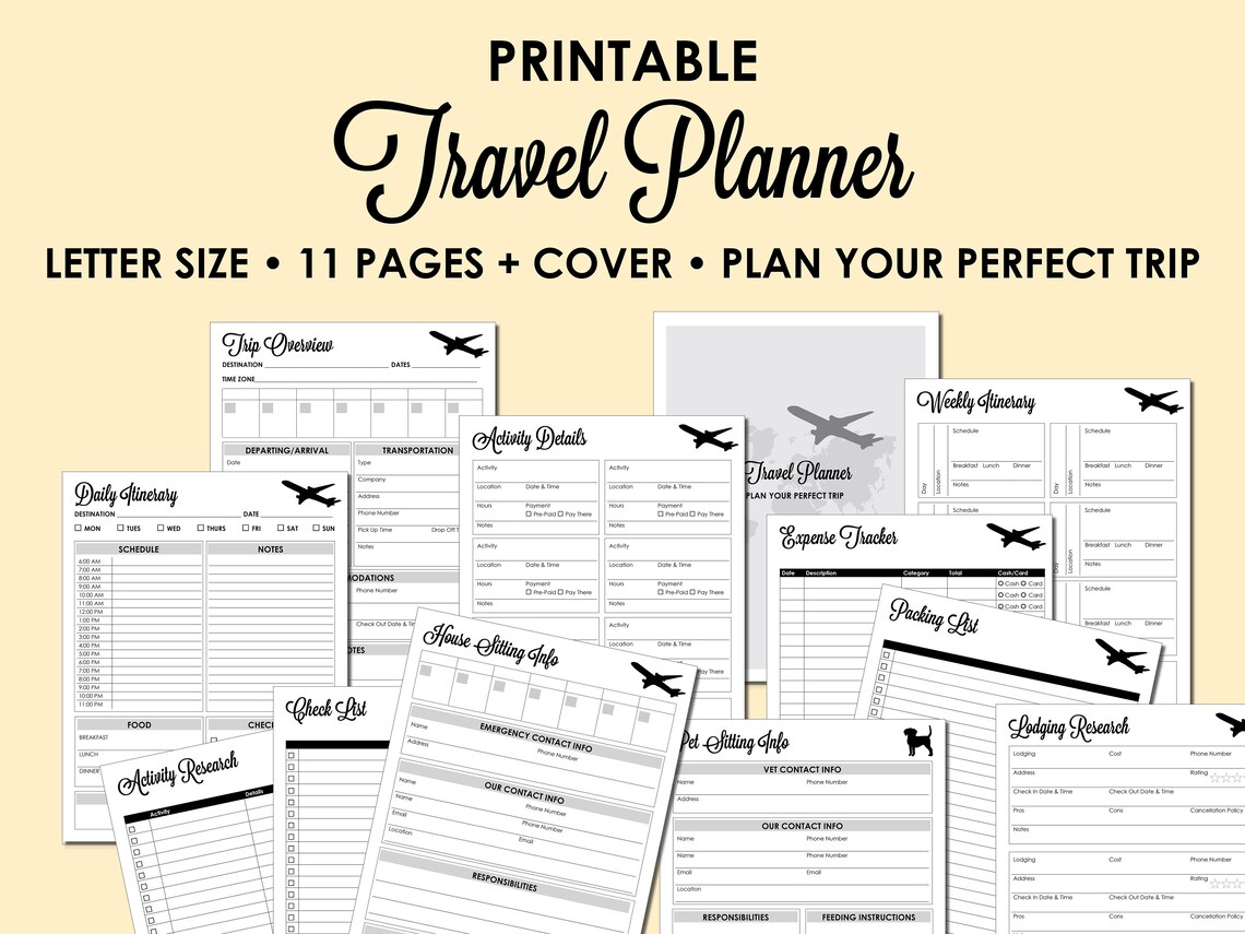 Printable Travel Planner | Editable PDF | Trip Itinerary Planner ...
