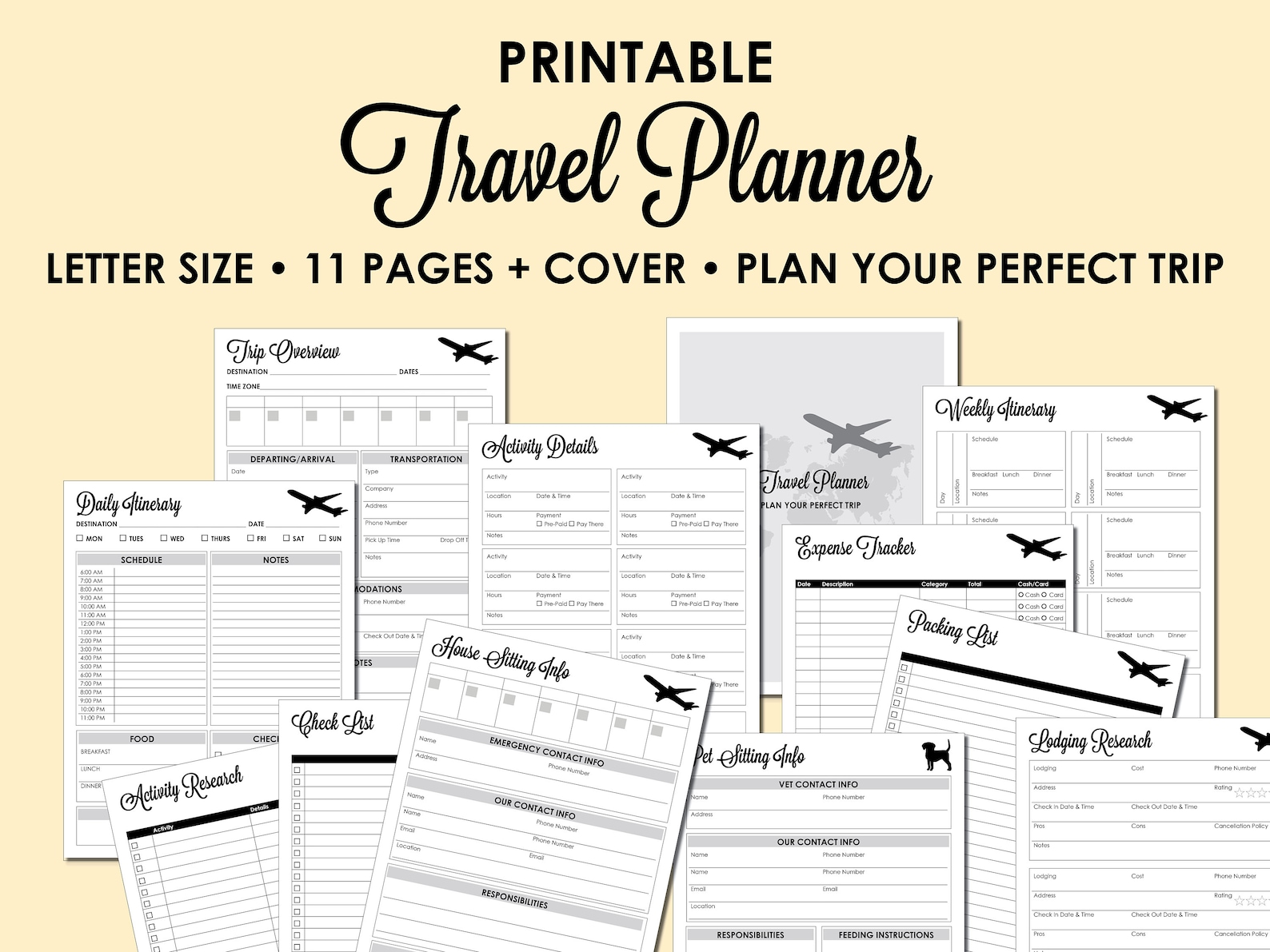 Printable Travel Planner | Editable PDF | Trip Itinerary Planner ...