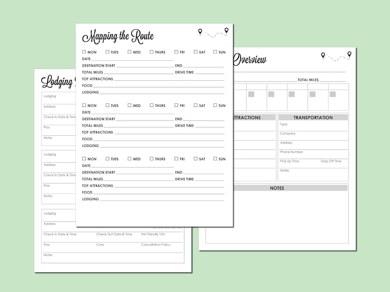 Printable Road Trip Planner | Editable PDF | Trip Itinerary Planner ...
