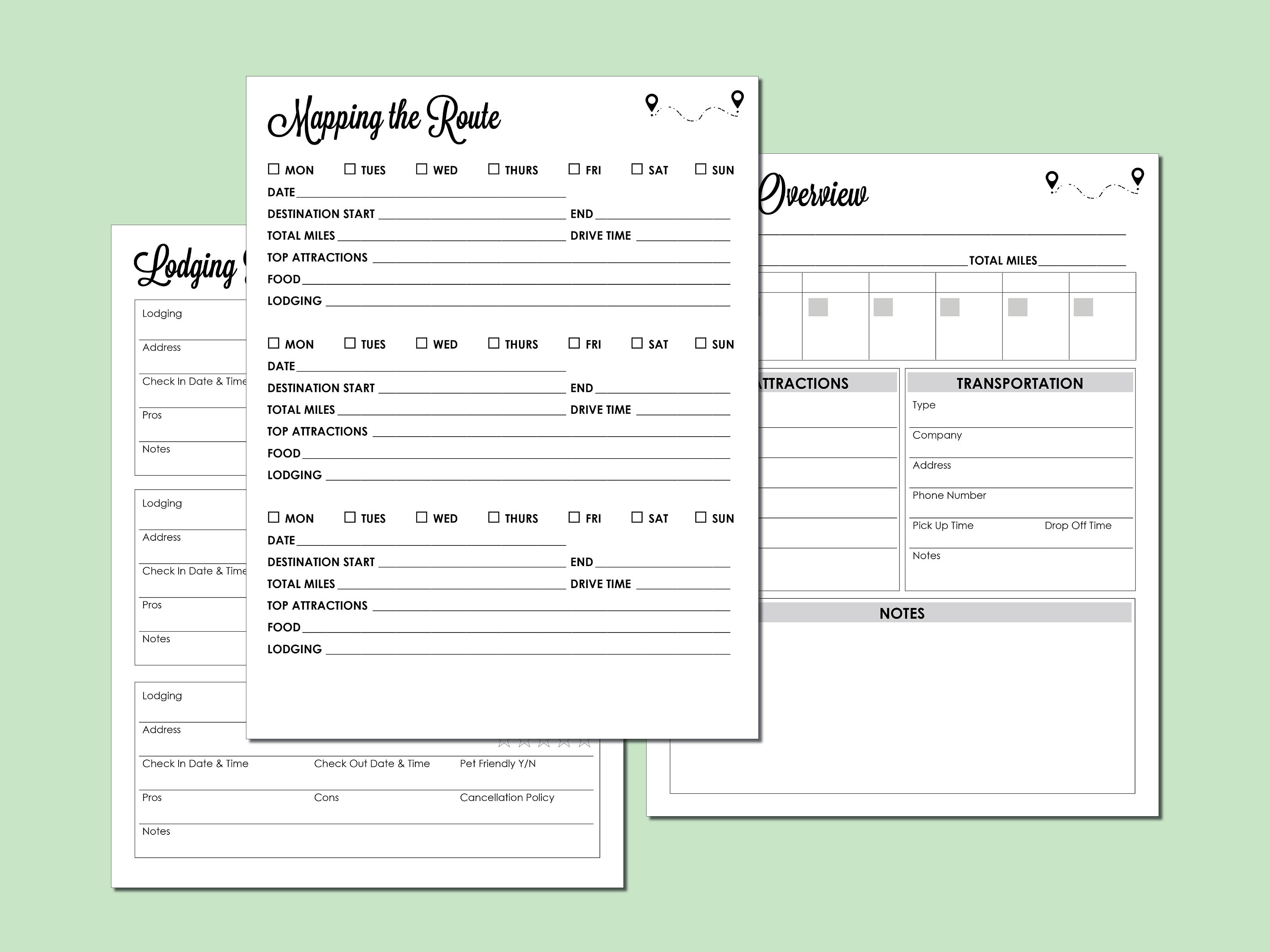 Printable Road Trip Planner | Editable PDF | Trip Itinerary Planner ...