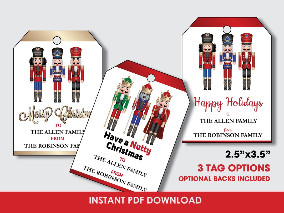 Editable Nutcracker Gift Tags, Christmas Tag, Favor Tags, Nutcracker ...