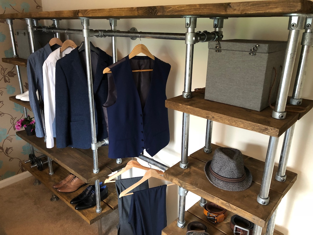 Rustic Industrial Open Wardrobe Design Reclaimed Timber and Metal ...