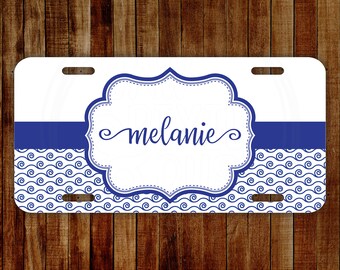 Monogram Personalized License Plate Blue Diamond not Actual Glitter - Etsy