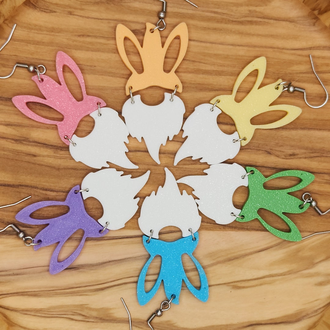 3D Printed Bunny Ears Gnome Easter Dangle Earrings - Hypoallergenic ...