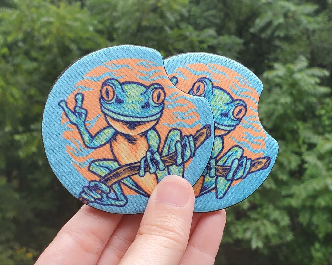 Hanging Poison Dart Frog - 2.75in Rubber Neoprene Car Coaster (set of 2 ...