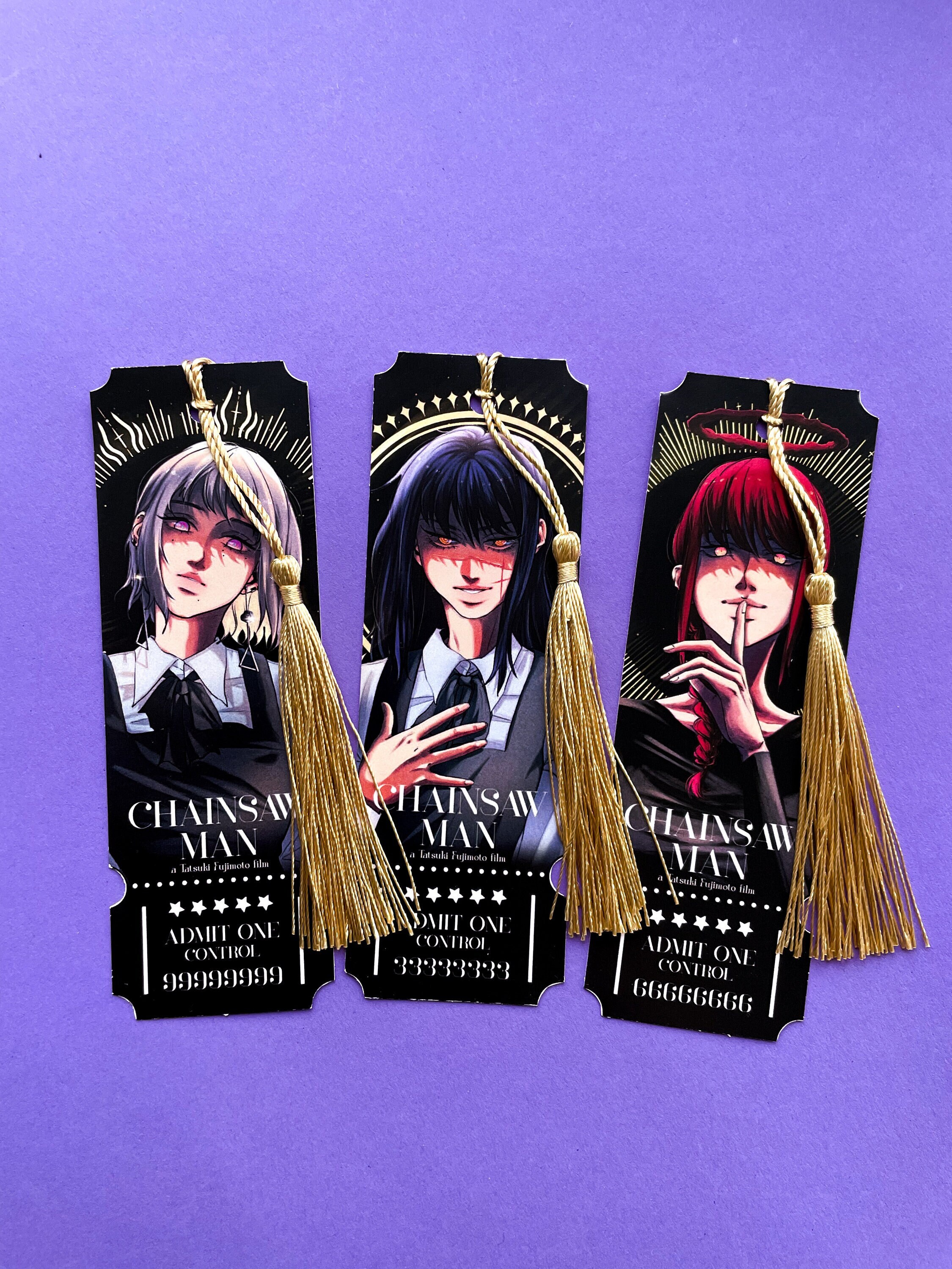 CHAINSAW Makima Fami Yoru Gold Tassel Bookmarks - Etsy