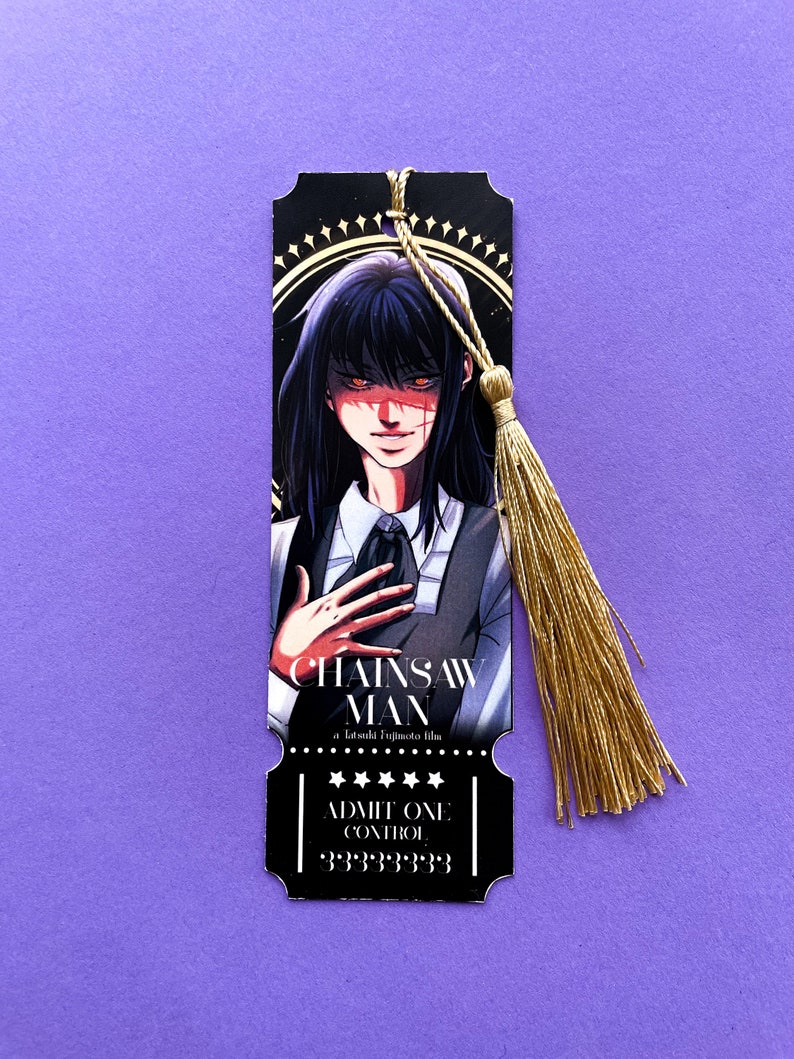 CHAINSAW Makima Fami Yoru Gold Tassel Bookmarks - Etsy