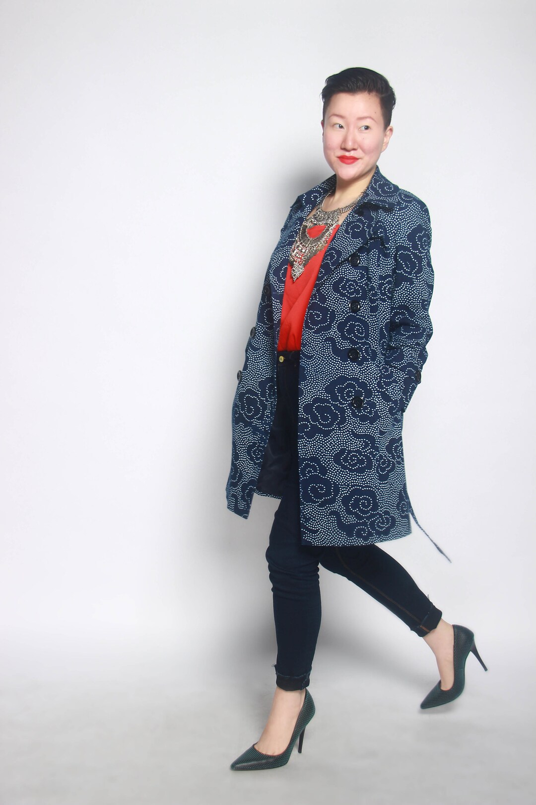Nankeen Indigo Cloud Trench Coat - Etsy