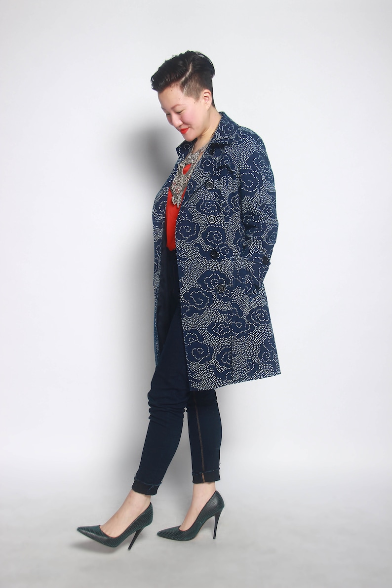 Nankeen Indigo Cloud Trench Coat - Etsy