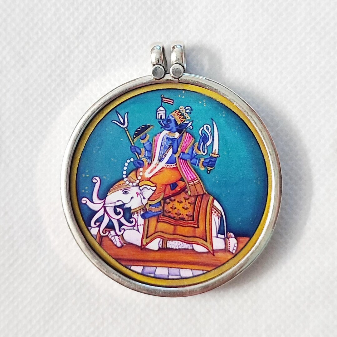 Sterling Silver Vishnu Pendant: Varaha Avatar on Airavata Elephant ...