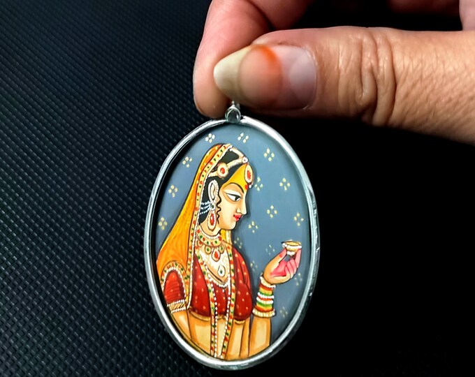 Handmade 92.5 Sterling Silver Hand Painted Rajasthani Women Bani Thani ...