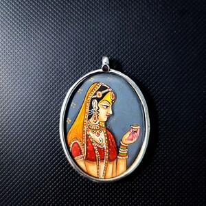 Handmade 92.5 Sterling Silver Hand Painted Rajasthani Women Bani Thani ...