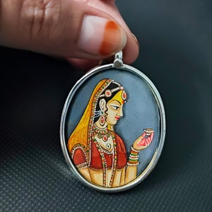 Handmade 92.5 Sterling Silver Hand Painted Rajasthani Women Bani Thani ...