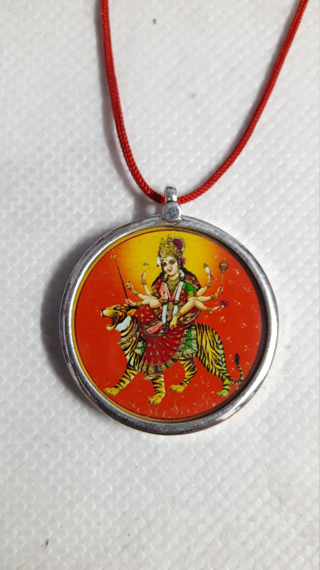 Handmade Sterling Silver Maa Durga Pendant: Hindu Goddess Warrior ...