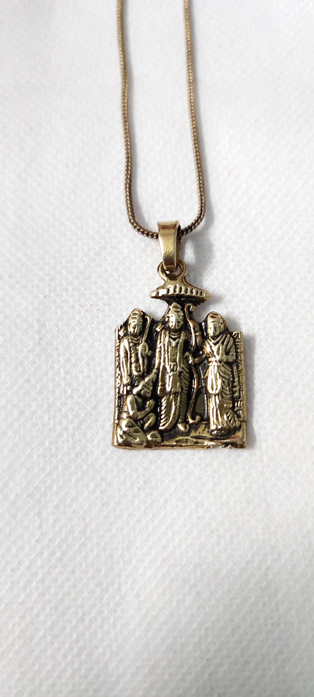 Handmade Brass Rama Darbar Pendant: Hindu God Amulet With Chain - Etsy
