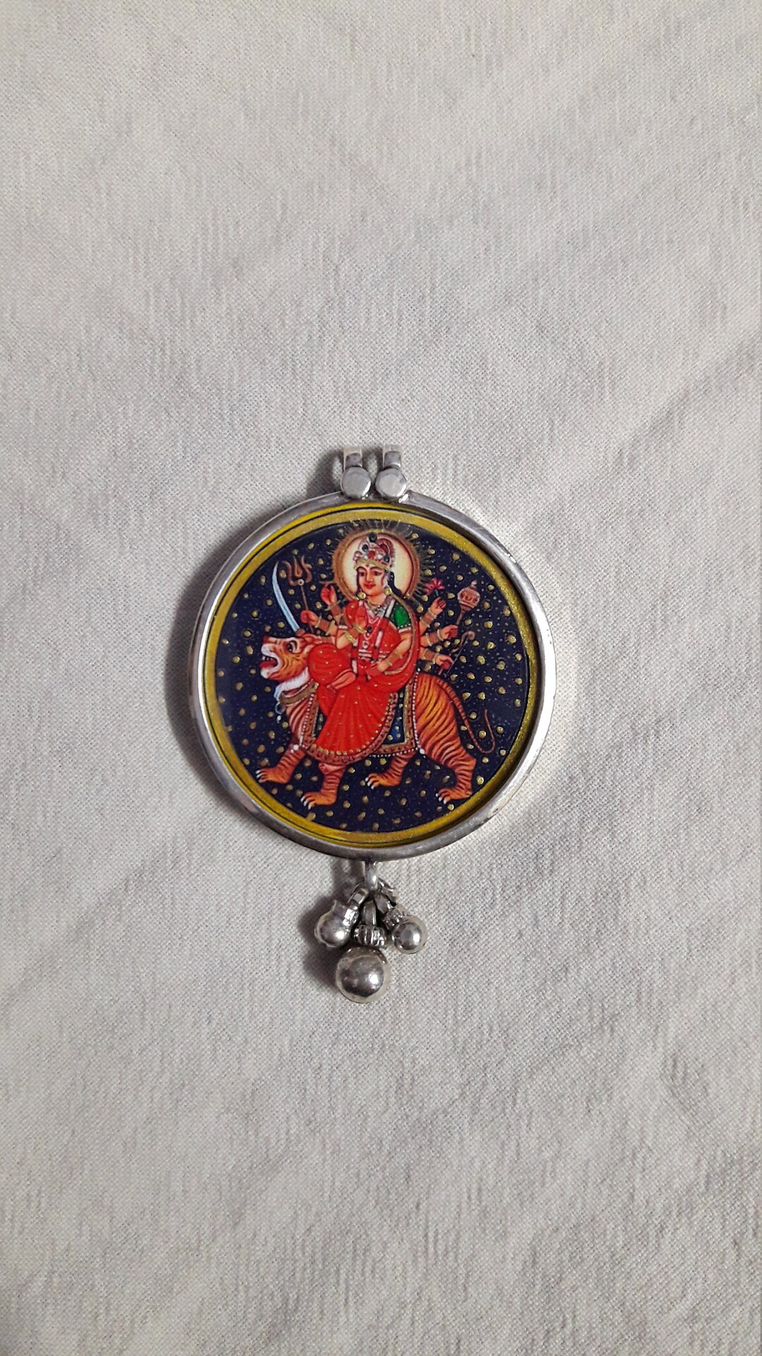 Sterling Silver Durga Mata Pendant: Hindu Warrior Goddess Photo Print ...