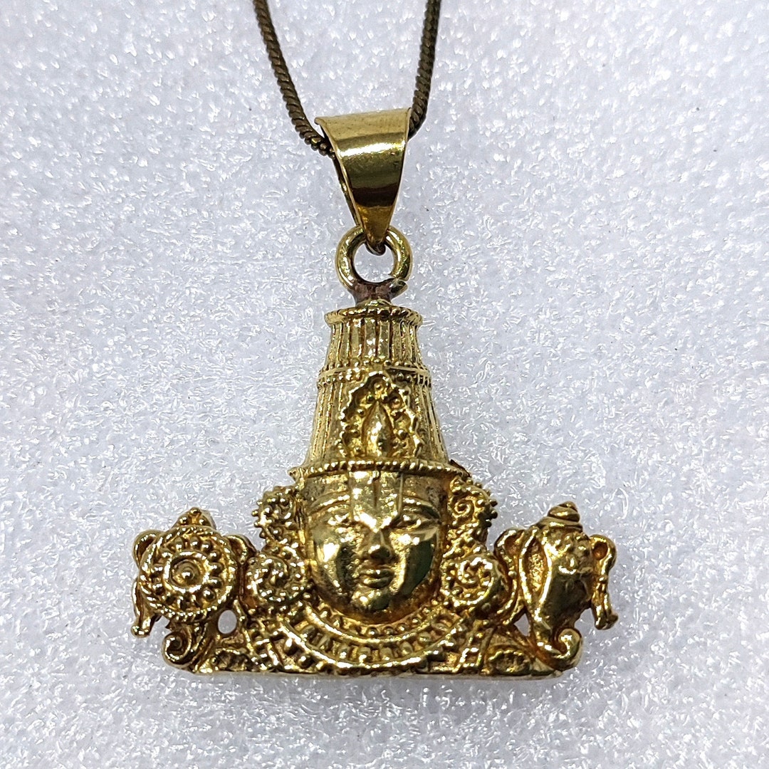 Handmade Brass Tirupati Balaji Pendant: Hindu God Vishnu Necklace - Etsy